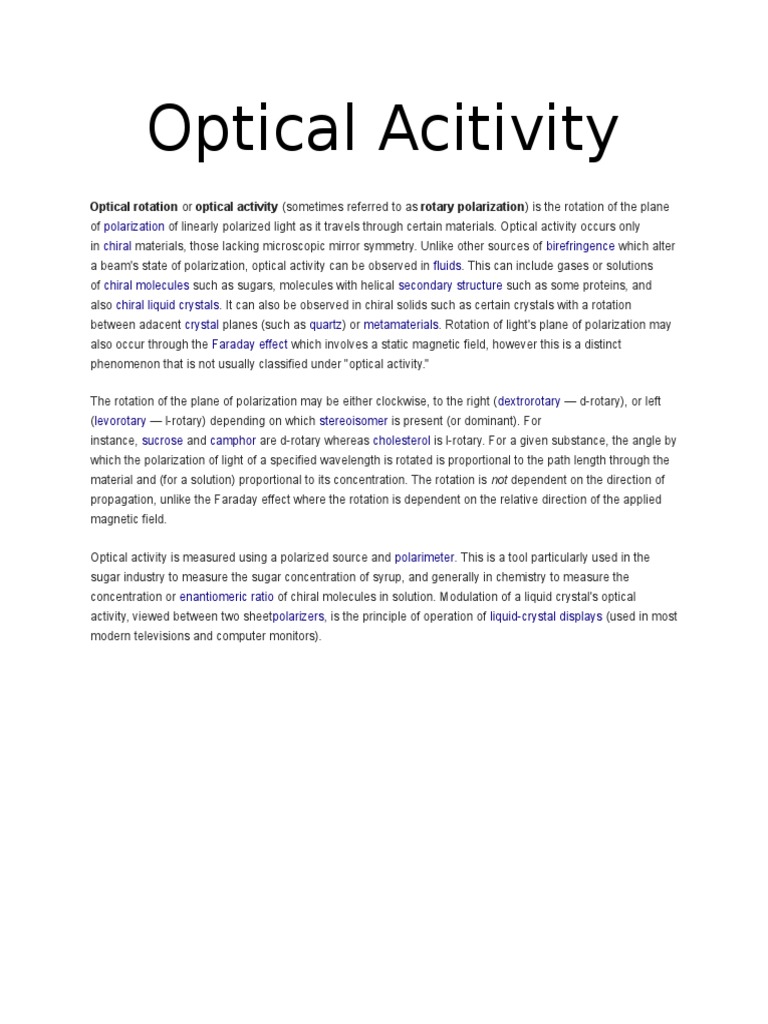Optical Activity | PDF