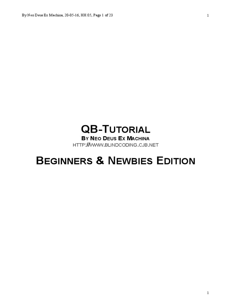 Qbasic Tutorial For Beginners And Newbies Pdf Control Flow Computer Programming
