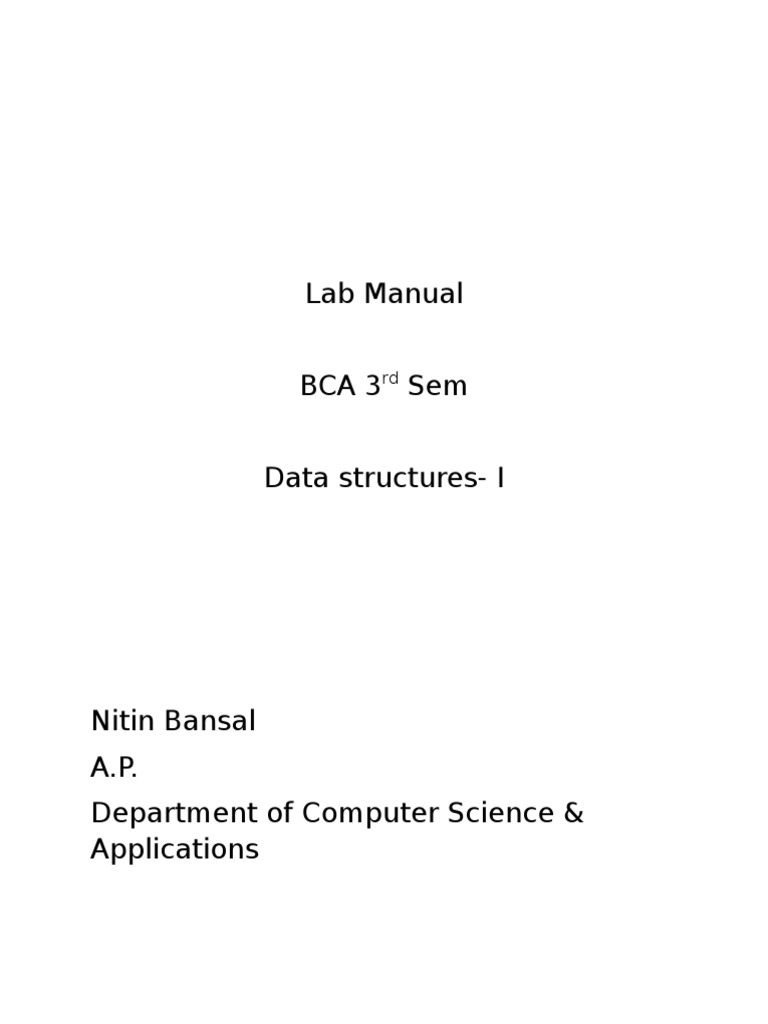 Lab Manual Bca 3 Sem Data Structures-I | PDF | Data Structure | Computer Science