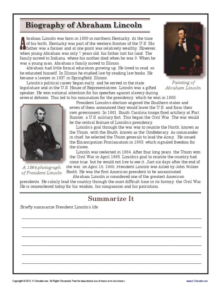 GR7 Abraham Lincoln Biography PDF | PDF