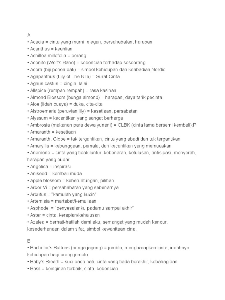 Arti dan Makna Bunga dalam Floriografi | PDF