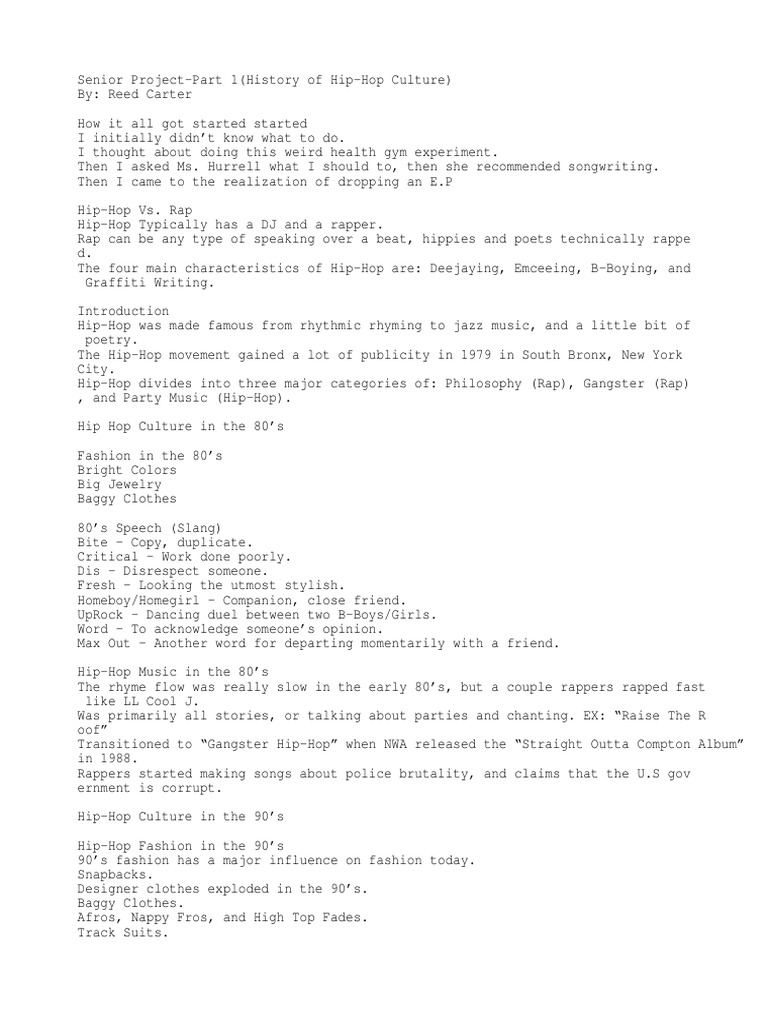 History of Hip-Hop Culture Overview | PDF | Hip Hop Music | Hip Hop