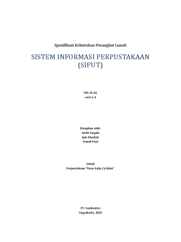 Contoh SRS Pustaka v2.0 PDF | PDF