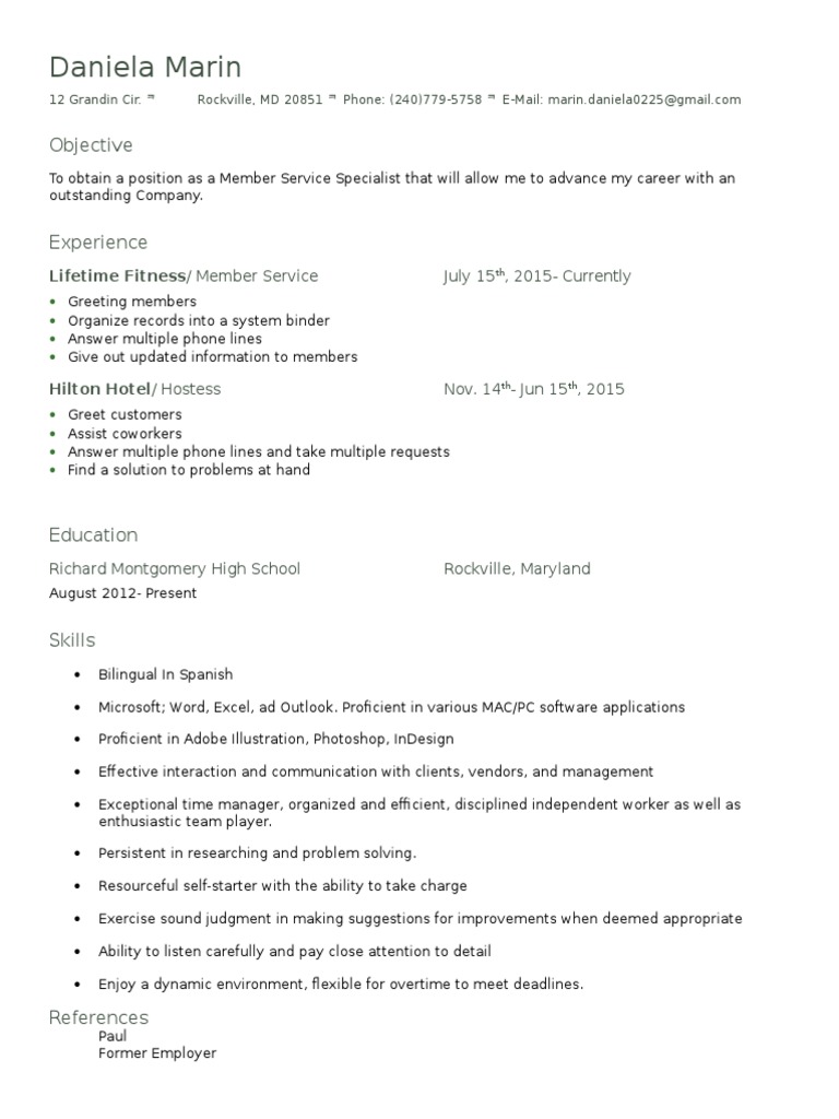 Member Service Specialist Resume | PDF