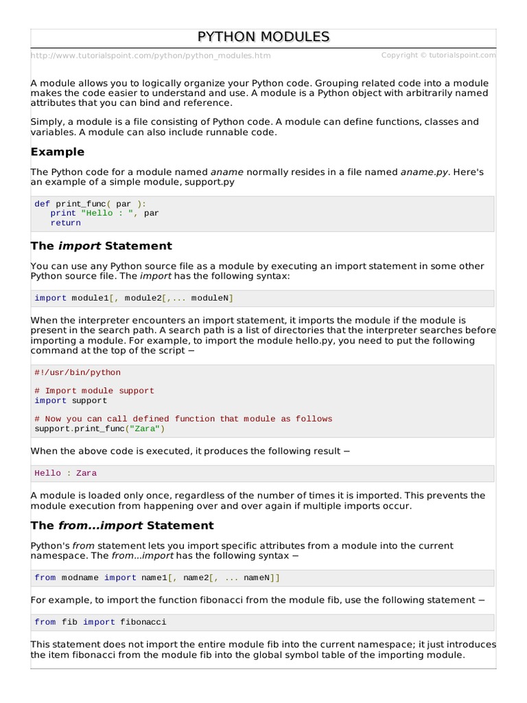 Python Modules | PDF | Namespace | Variable (Computer Science)