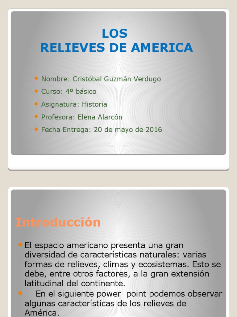 Los Relieves de America | PDF | Terreno | Américas