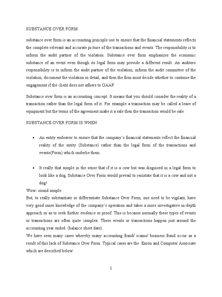 Substance Over Form | PDF | Audit | Financial Transaction
