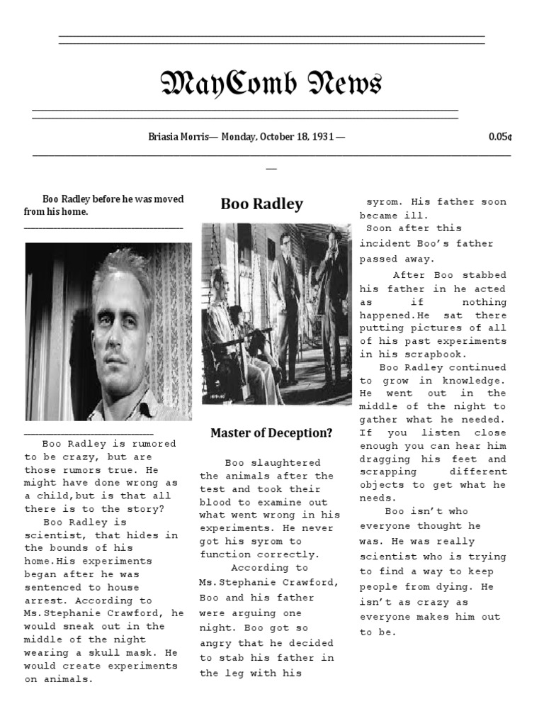 Boo Radley: Misunderstood Scientist | PDF