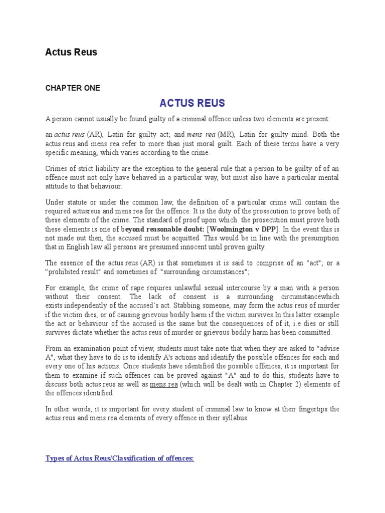 Actus Reus | PDF | Mens Rea | Crime & Violence