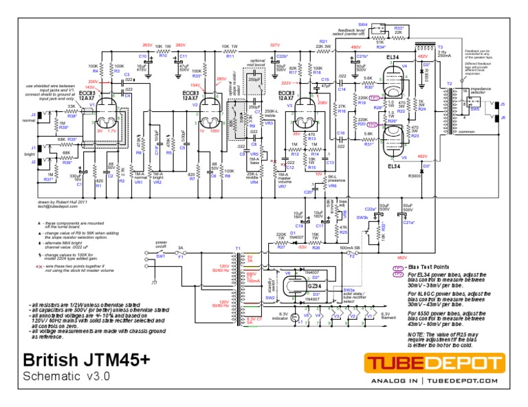 British JTM45+: Schematic v3.0 | PDF