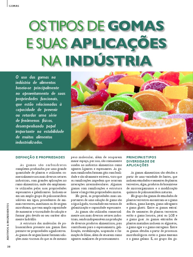 Os Tipo de Gomas e Suas Aplicções Na Industria PDF | PDF | Ágar | Oxigênio