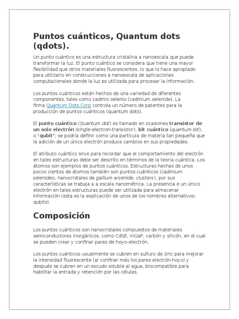 Puntos Cuánticos | PDF | Mecánica cuántica | Electrón