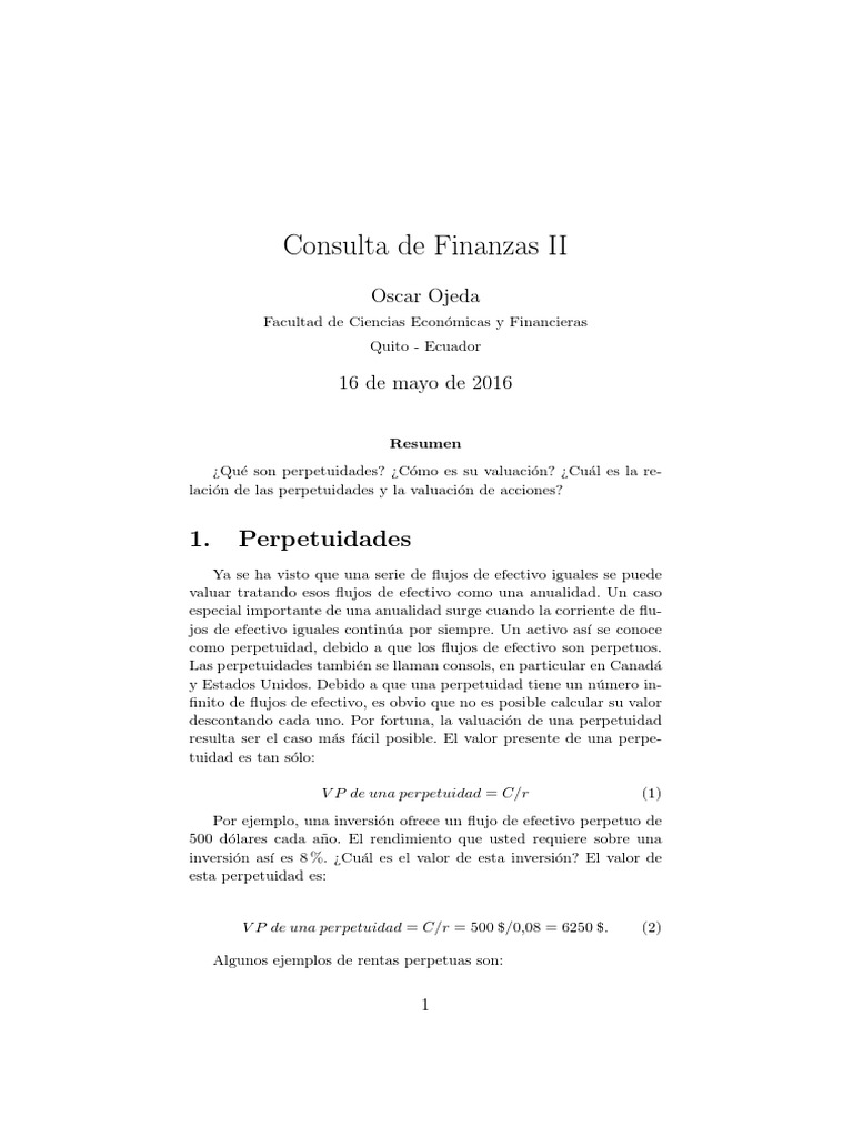 Finanzas Perpetuidades | PDF | Acciones preferentes | Compartir (Finanzas)