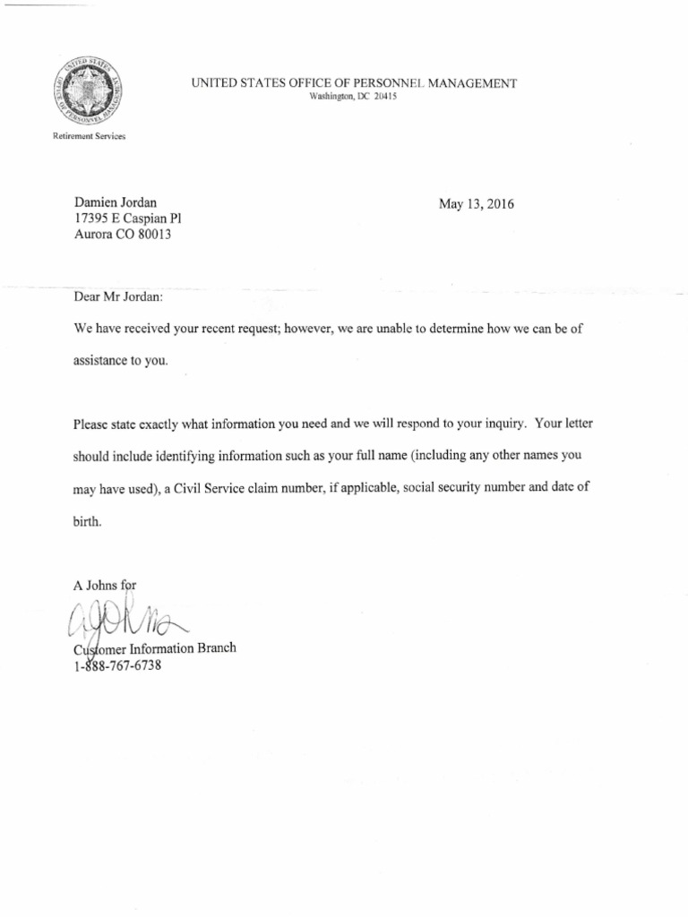 Letter From U.S. OPM | PDF
