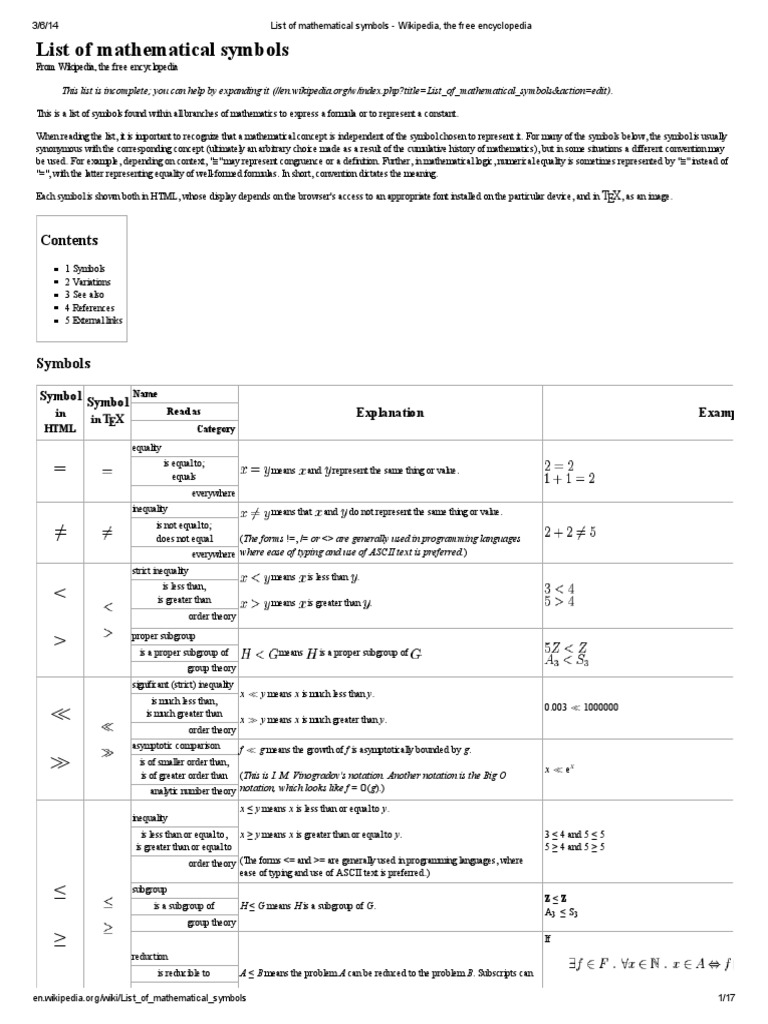 List of Mathematical Symbols - Wikipedia, The Free Encyclopedia ...