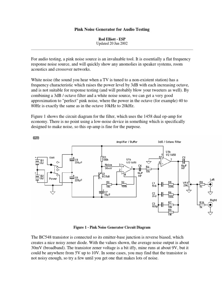 Pink Noise Generator For Audio Testing | PDF | Operational Amplifier ...