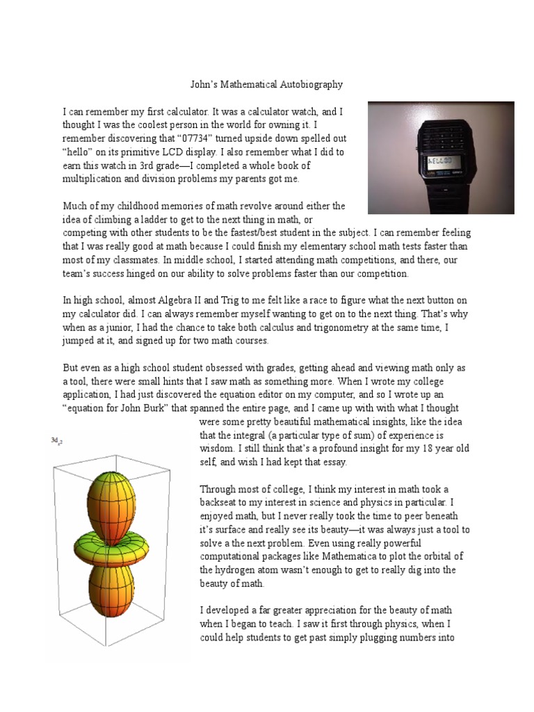 Burk Math Autobiography PDF | PDF | Calculator | Teaching Mathematics