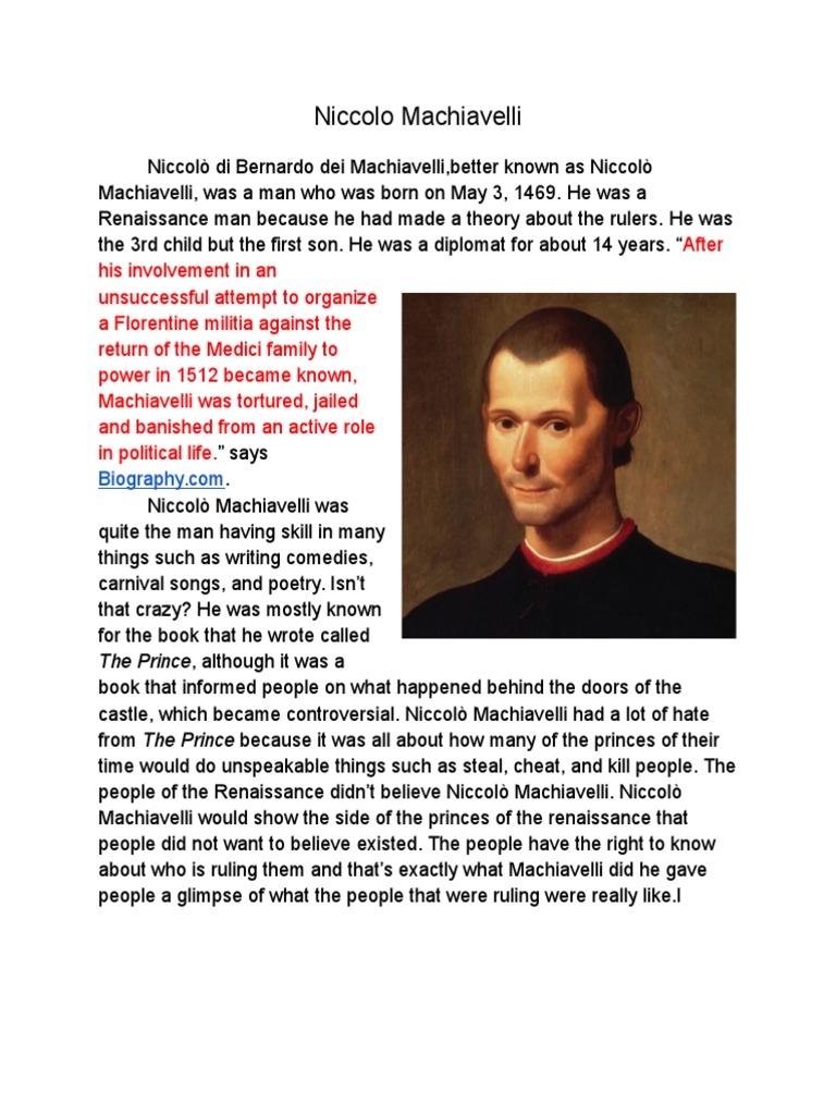 Niccolò Machiavelli: Renaissance Thinker | PDF