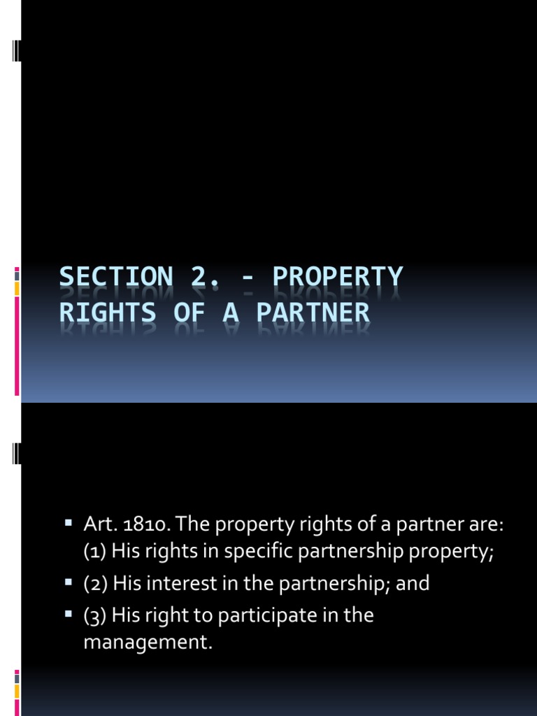 Partner Property Rights Explained | PDF | Assignment (Law) | Partnership