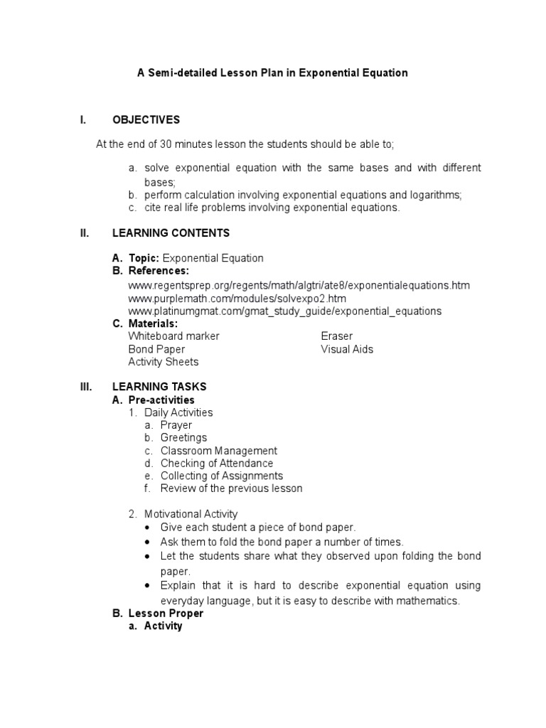 Exponential Equation LP Final | PDF | Exponential Function | Logarithm