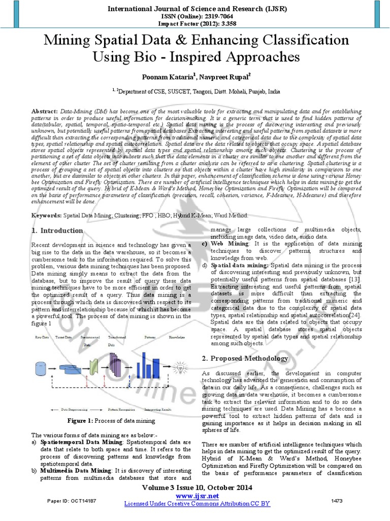 Mining Spatial Data & Enhancing Classification Using Bio - Inspired Approaches | PDF | Spatial ...