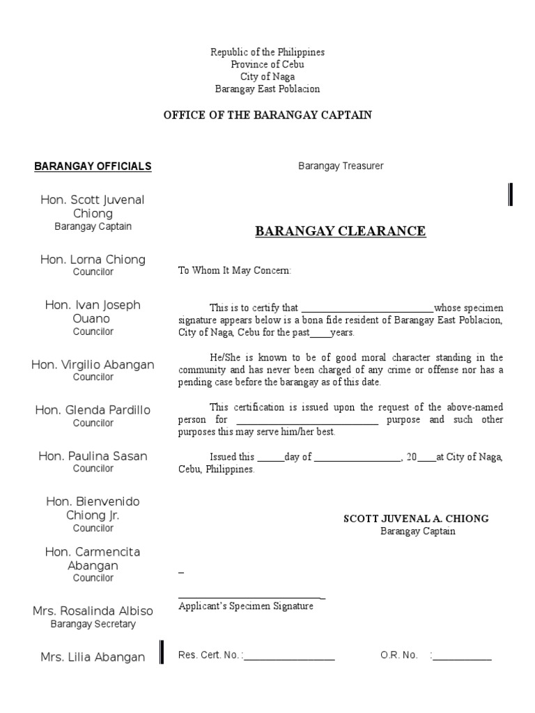 Barangay Clearance | PDF