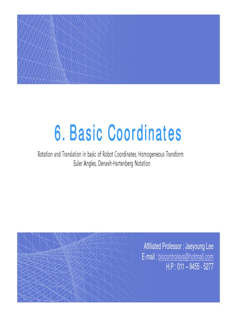 Robotics Coordinate Systems | PDF | Cartesian Coordinate System | Rotation