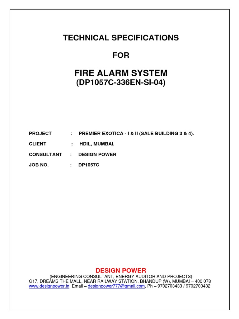 Technical Specification - Fire Alarm System - P0 PDF | PDF | Relay | Personal Computers