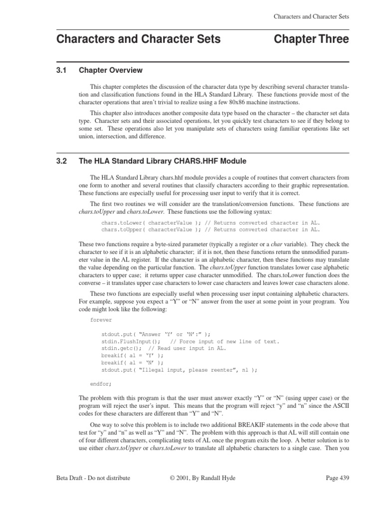 Characters and Char Sets | PDF | Subroutine | Parameter (Computer ...