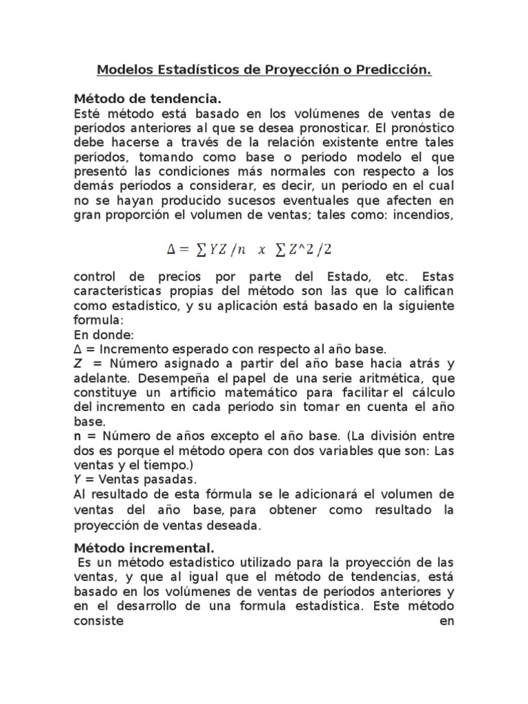 Modelos Estadísticos de Proyección o Predicción | PDF | Estadísticas ...