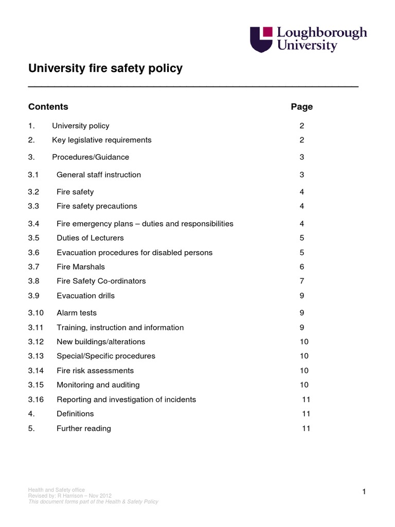 Fire Safety Policy | PDF | Fire Safety | Occupational Safety And Health