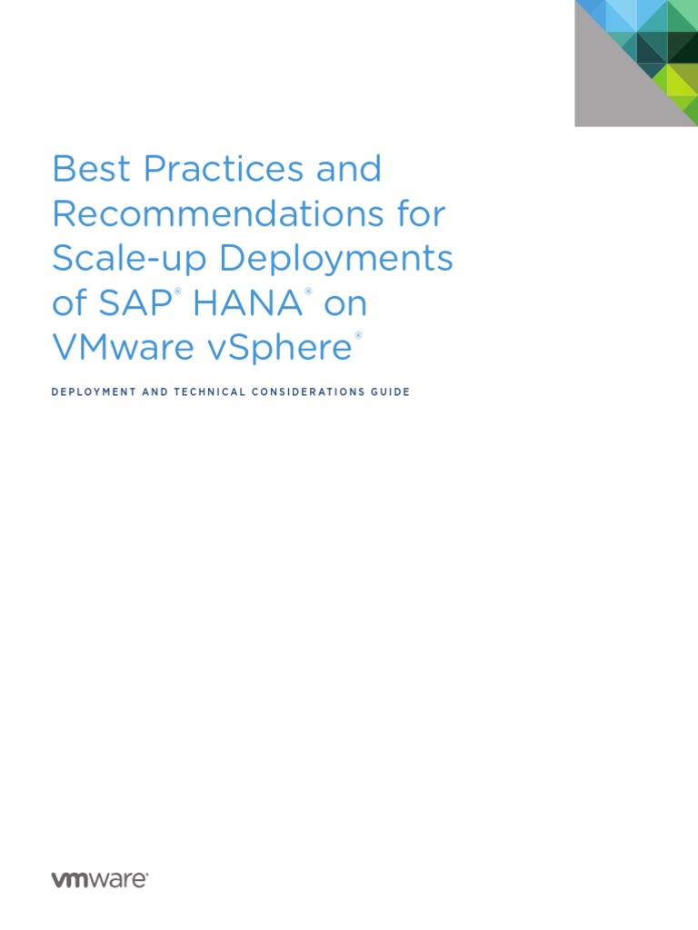 SAP HANA On Vmware VSphere Best Practices Guide | PDF