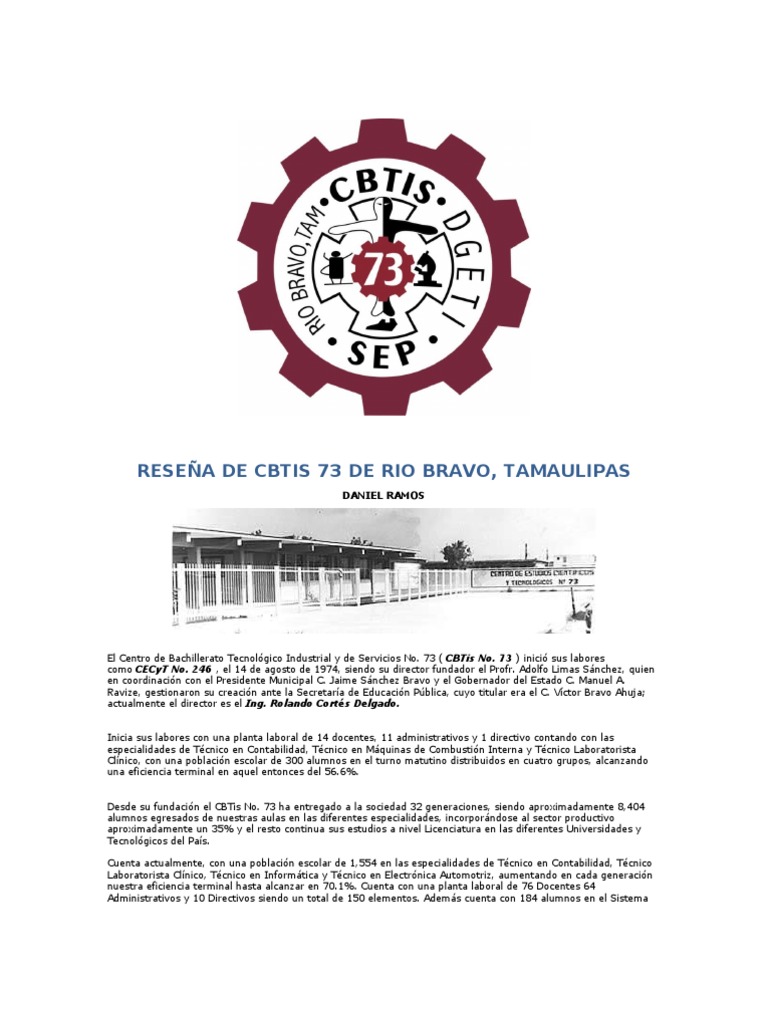 Historia y Logros del CBTis 73 Río Bravo | PDF | Estudiantes ...