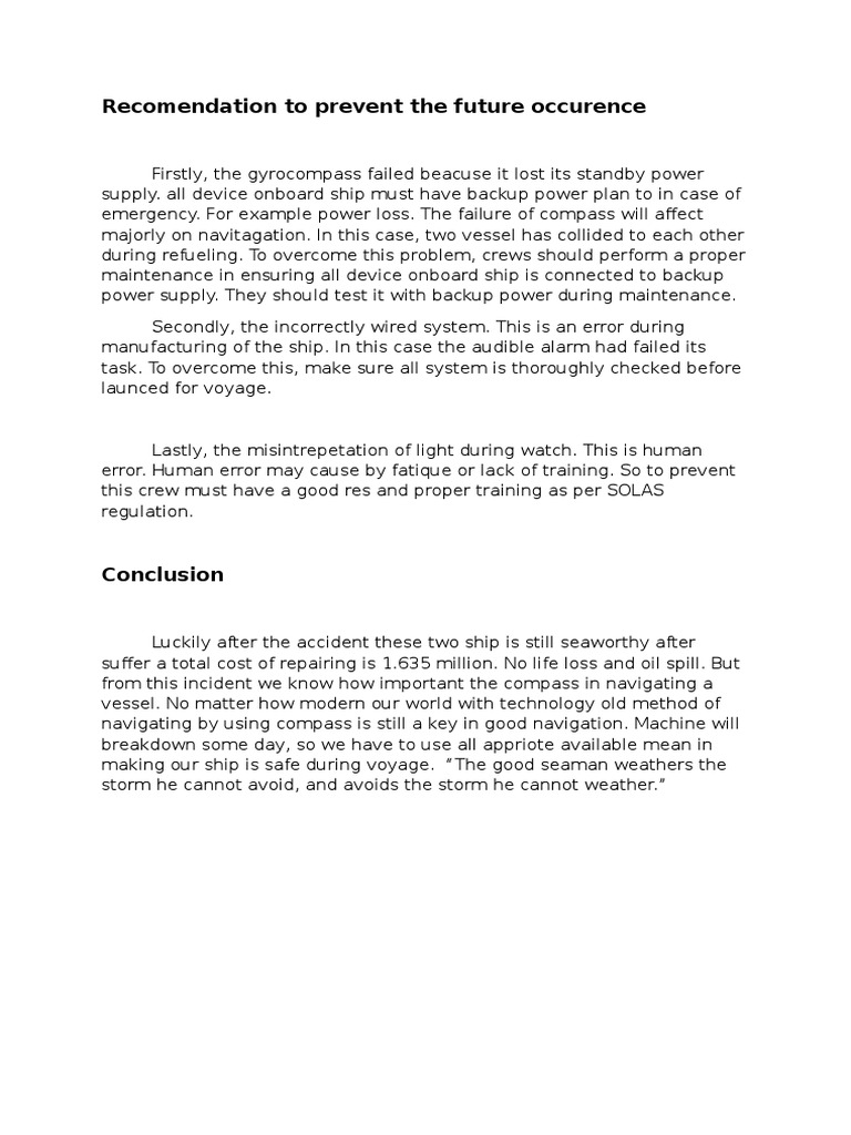 Recomendation To Prevent The Future Occurence | PDF