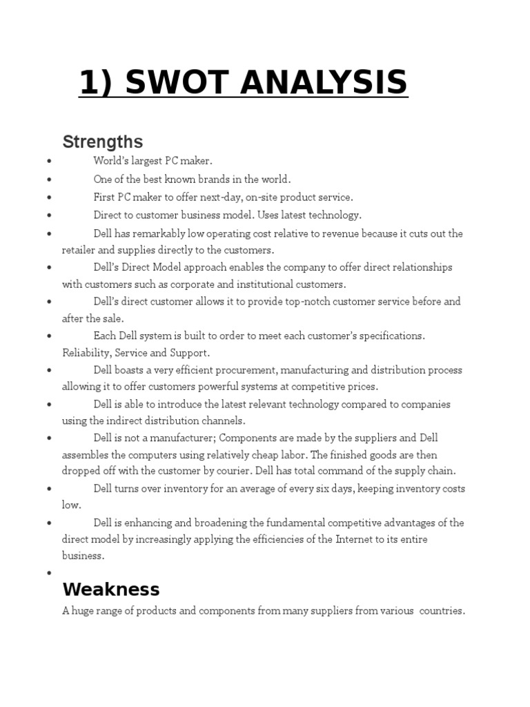 Swot Analysis | PDF | Dell | Retail