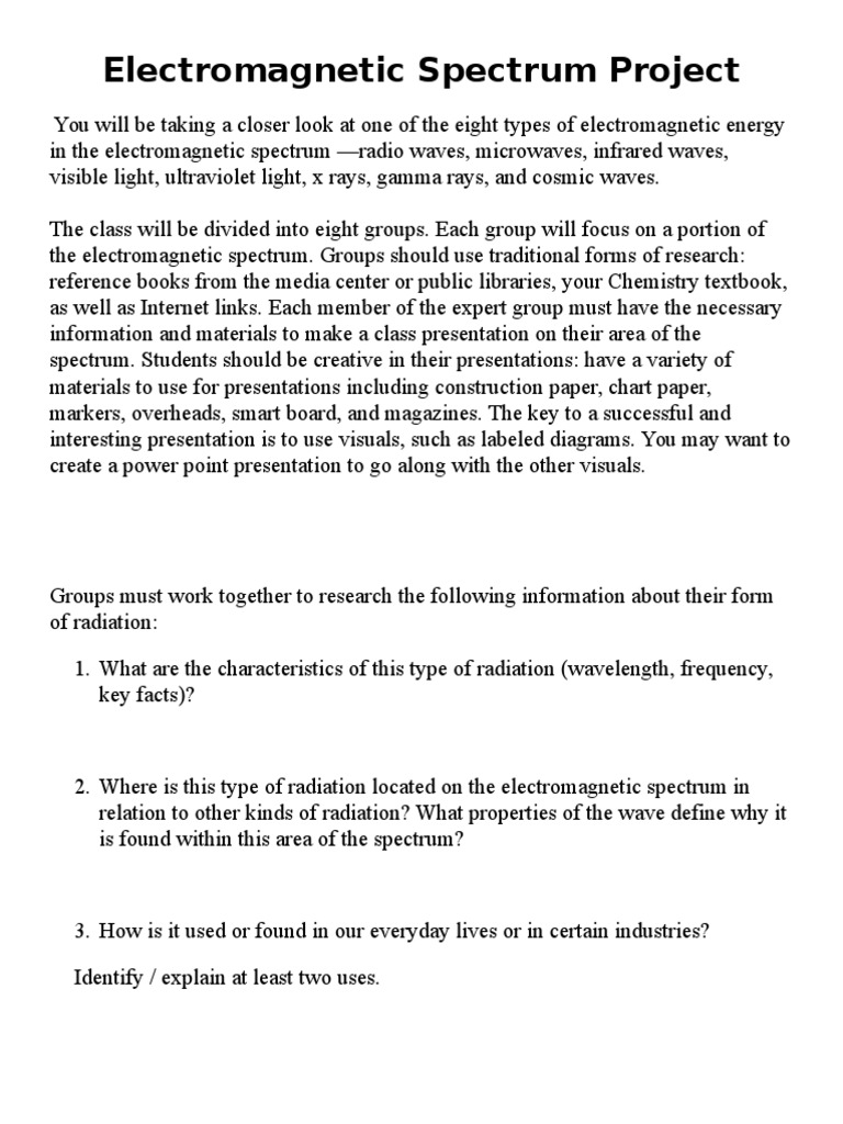 Electromagnetic Spectrum Project1 | PDF | Electromagnetic Radiation ...