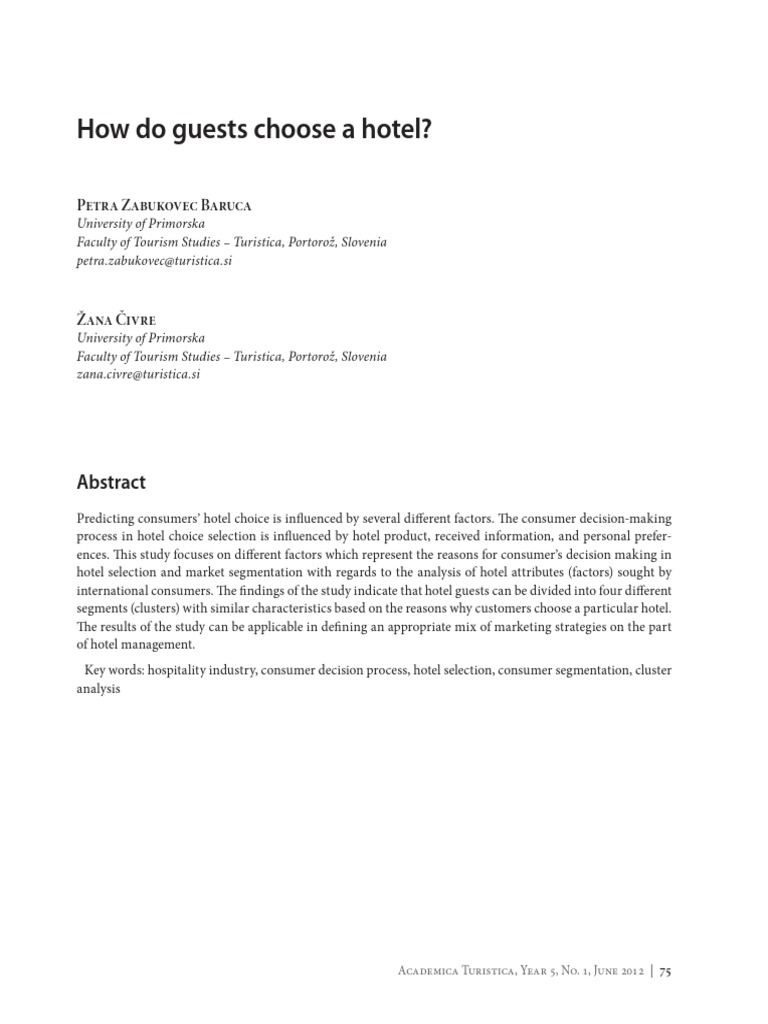How Do Guests Choose A Hotel | PDF | Market Segmentation | Marketing