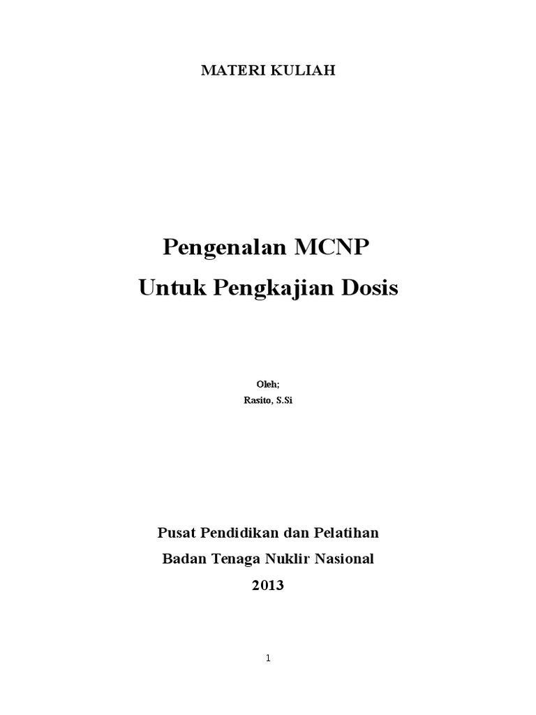 Pengenalan MCNP Untuk Pengkajian Dosis Eksternal | PDF | Metode & Bahan Ajar