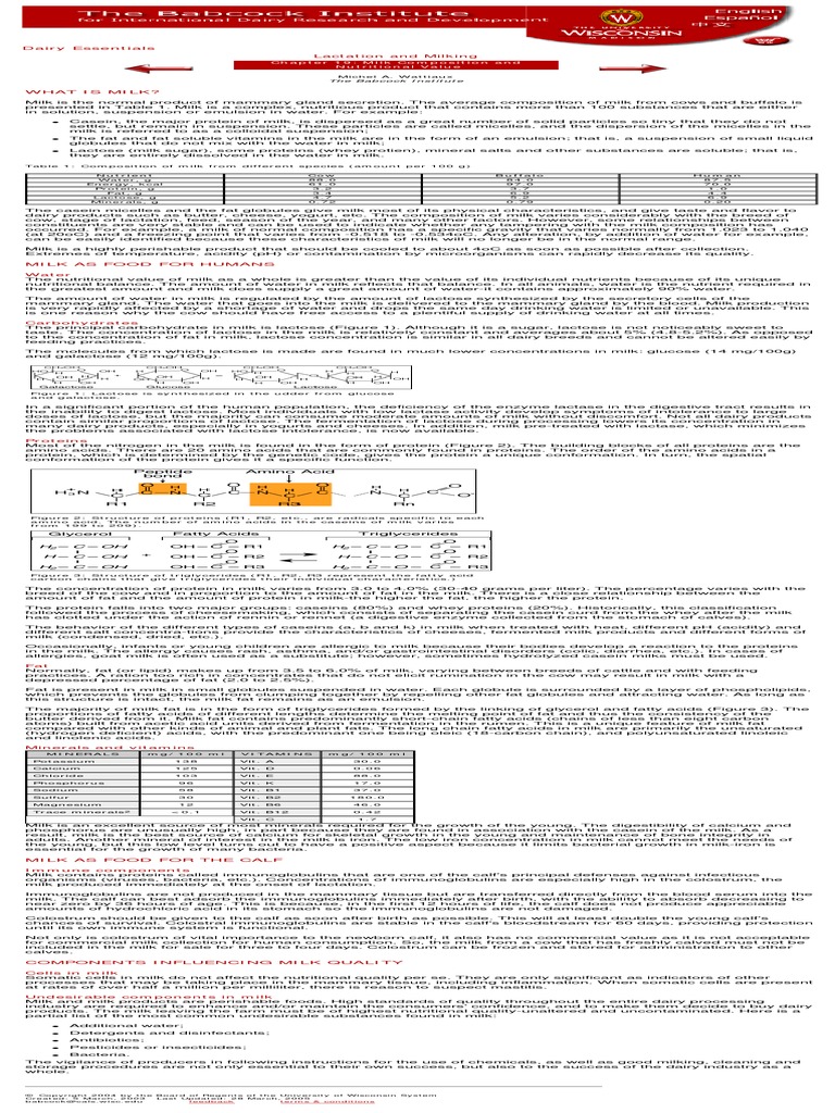Milk Composition | PDF | Milk | Food And Drink