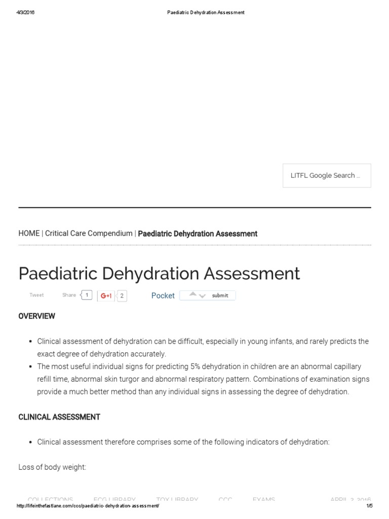 Paediatric Dehydration Assessment | Dehydration | Diseases And Disorders