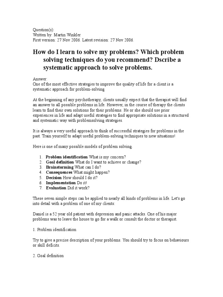 How Do I Learn To Solve My Problems? Which Problem Solving Techniques ...