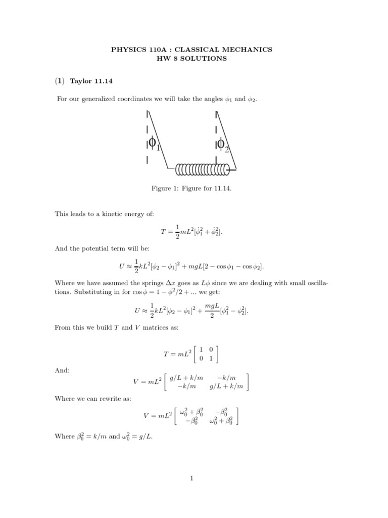 F07HW8 Taylor 11.14 | PDF | Normal Mode | Eigenvalues And Eigenvectors
