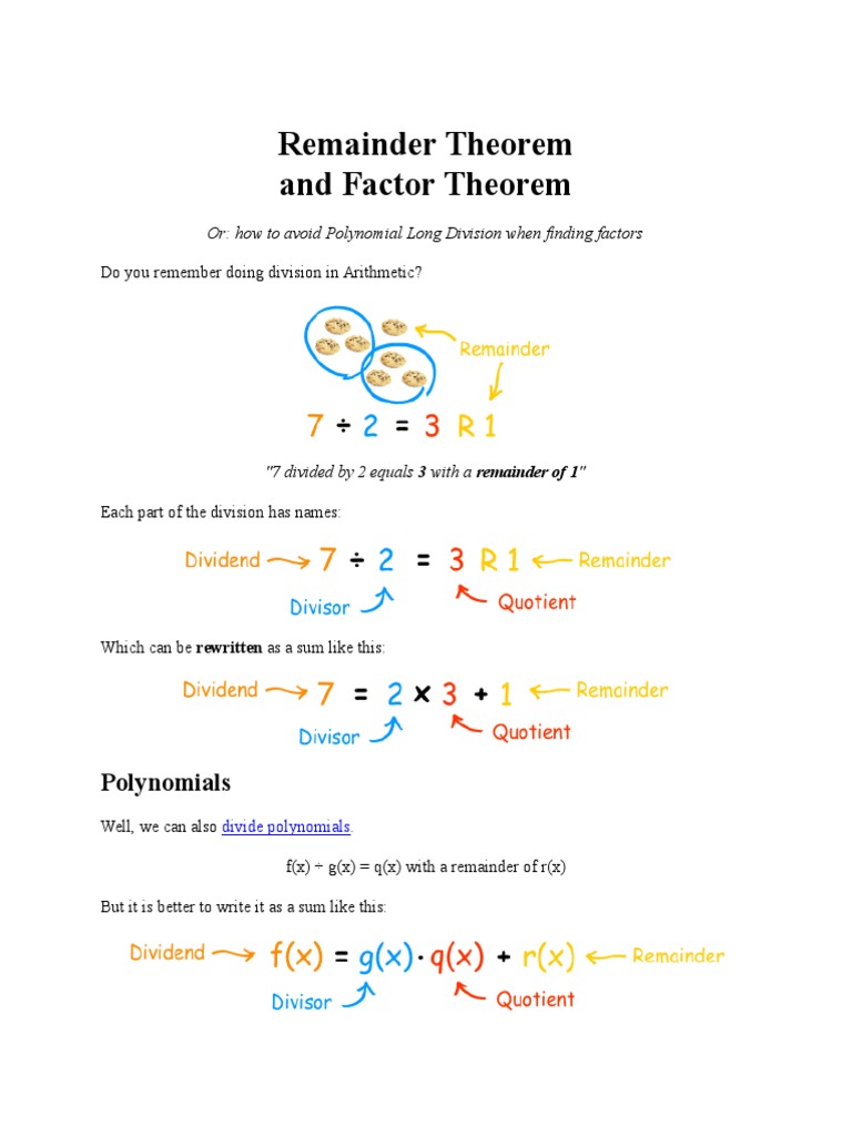 Remainder and Factor Theorem Notes | PDF