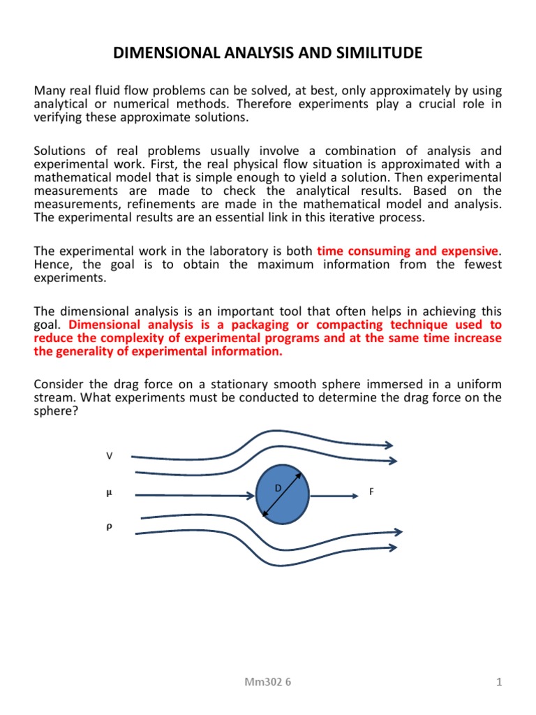 Dimensional Analysis in Fluid Mechanics | PDF | Reynolds Number | Viscosity