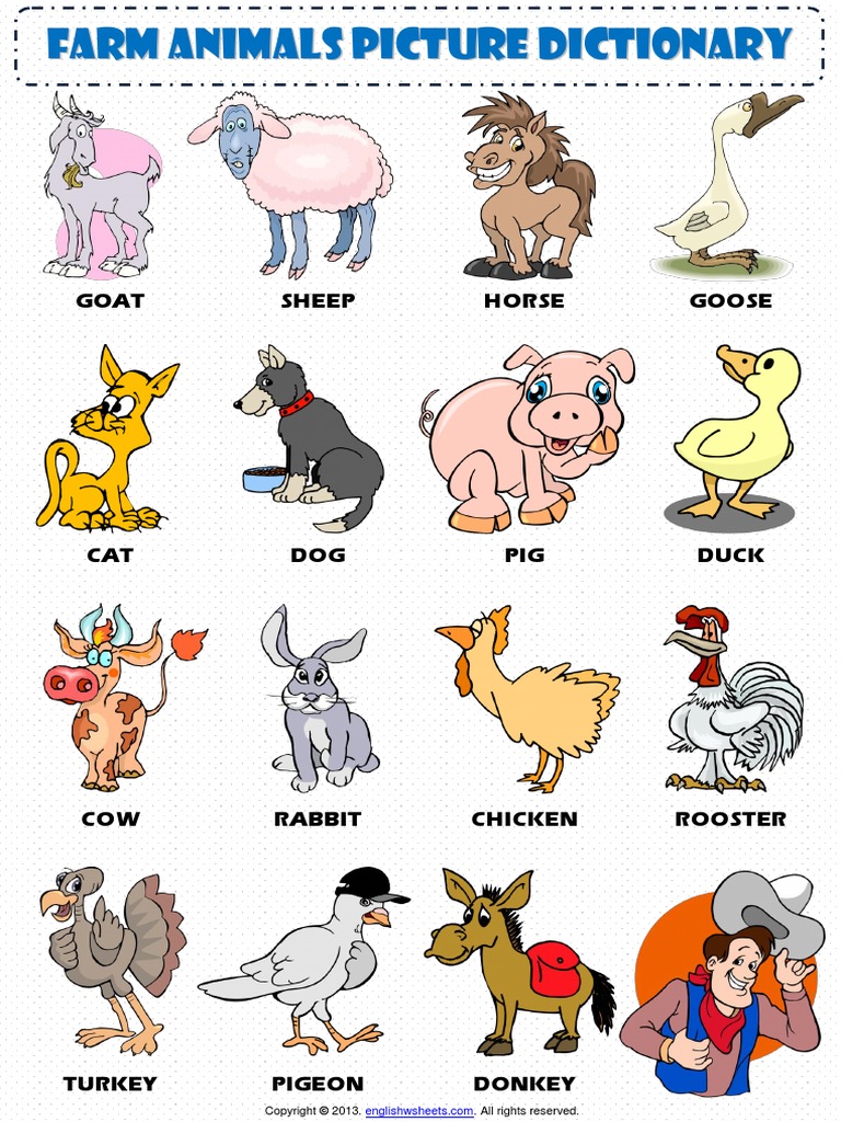 Farm Animals Pictionary 1 Worksheet PDF | PDF | Cooking, Food & Wine ...