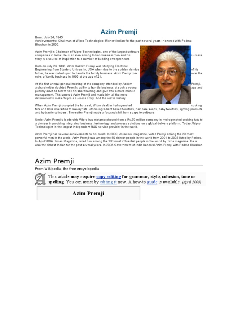 Azim Premji Wipro | PDF