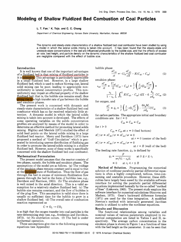 Modeling Shallow Fluidized Bed Combustion of Coal Particles | PDF | Fluidization | Numerical ...