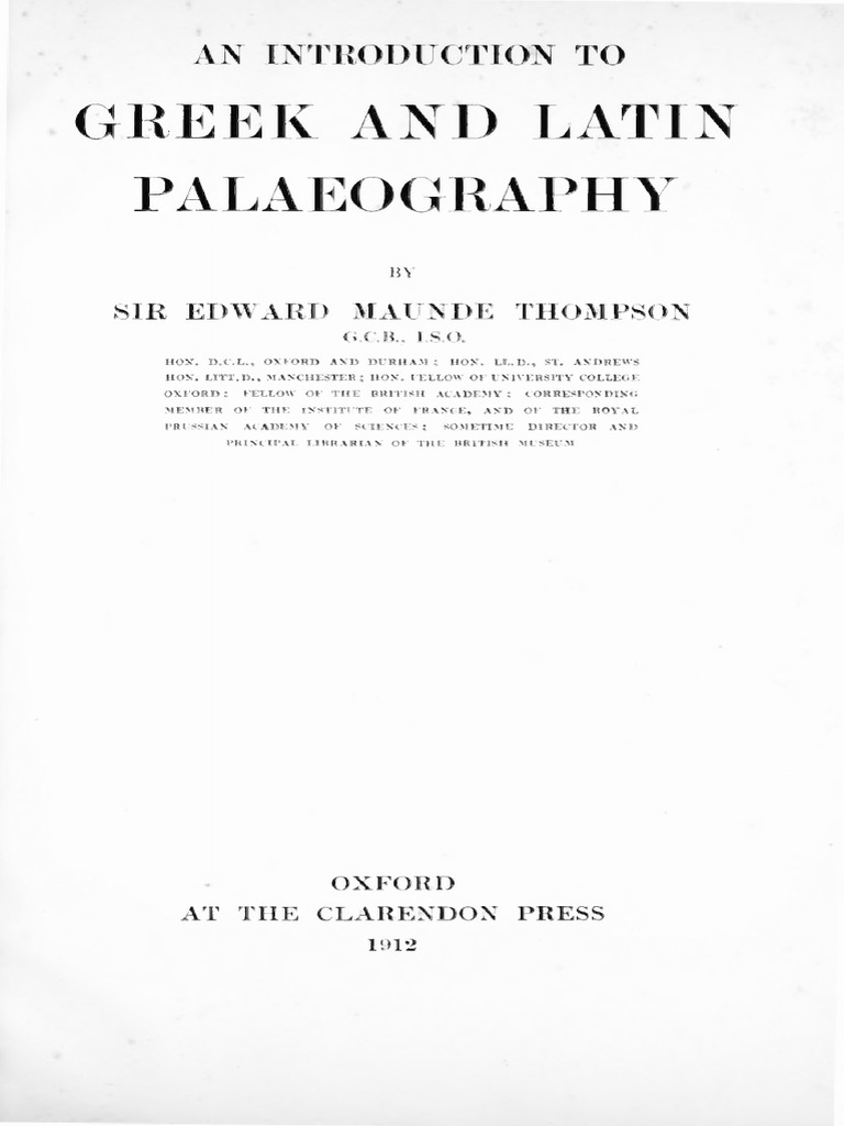 Introduction To Greek and Latin Paleography | PDF