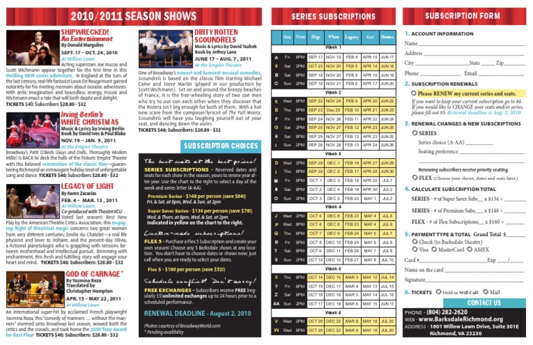 Barksdale Signature 2010-11 Renewal Brochure | PDF | Theatre ...