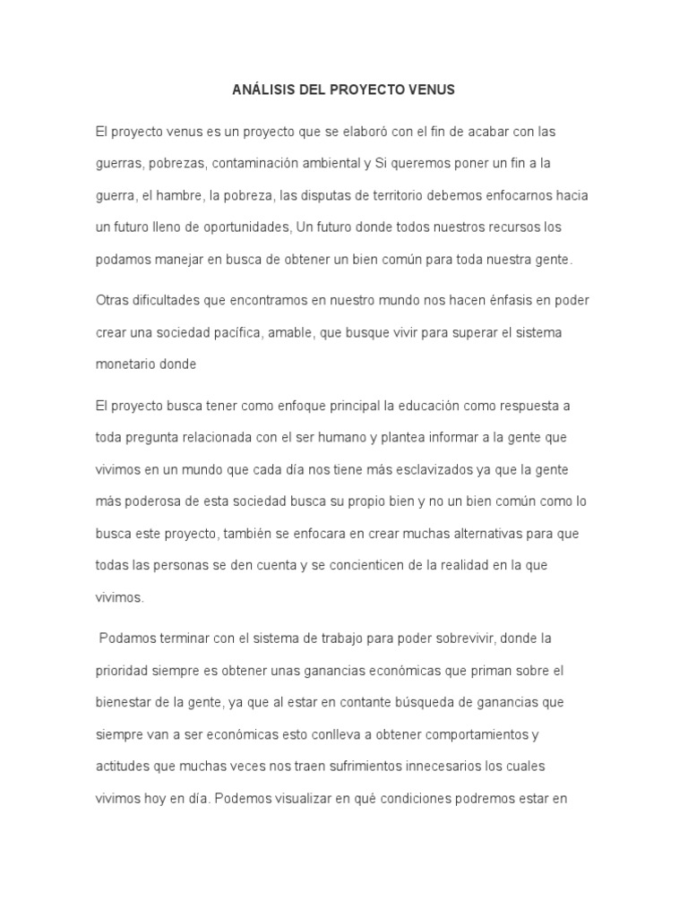 Analisis Proyecto Venus | PDF